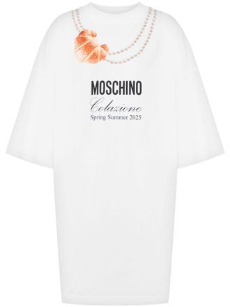 Moschino robe courte &agrave; logo imprim&eacute; - Blanc
