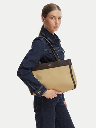 Calvin Klein Handtasche Ck Canvas Medium Tote LV04F3503G Beige