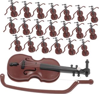 Frcolor 20 St&uuml;ck Kleiner Violine Holzoptik Deko Holzgeige Selbstgemacht Weihnachtsschmuck Kaffeefarbend Kreatives Ornament F&uuml;r Weihnachtsdeko Und Selbstgemach
