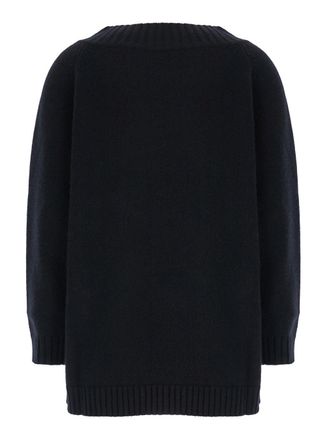 Max Mara Womens Black Sweater With Boat Neckline Wool Tops Top