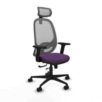 Piqueras y Crespo Callcenter-St&uuml;hle mit 2D-Armen, h&ouml;henverstellbarer Lendenwirbelst&uuml;tze und h&ouml;henverstellbarem Kopfteil, Grau/Violett