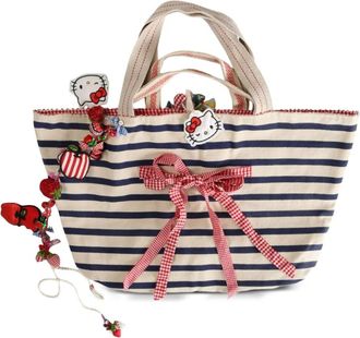 Péro x Hello Kitty sac cabas à rayures - Blanc