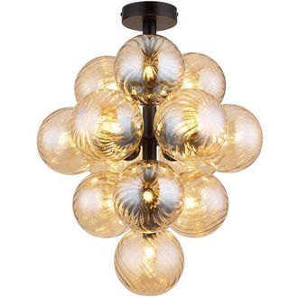 Globo Lighting Deckenleuchte Wohnzimmerlampe Deckenlampe Glaskugeln Amber 9-Flammig D 39,5 cm