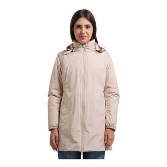 Suns Veste longue &agrave; capuche - Femme - Vestes - Beige - Taille: 42 FR
