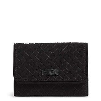 Vera Bradley Polyester RFID Riley Compact Wallet, Portefeuille Femme, Noir véritable, Taille Unique