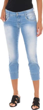 Met Met, Femme, Jeans, Bleu, Taille: W28 Pantalon Capri Stretch Effet Us&eacute;