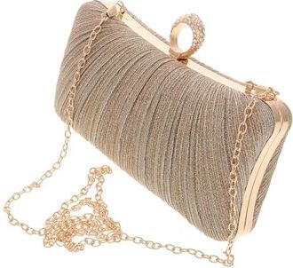 IFUNDOM Pochette Soirée Plissée Chic Bling pour Femmes Sac à Main Bandoulière Élégant pour Mariage et Banquet Sac Glitter Polyvalent Satin et Alliage Zinc Acc