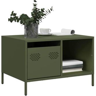 vidaXL Table basse vert olive 68,5x50x43,5 cm acier lamin&eacute; &agrave; froid - Vidaxl