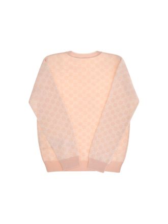 Gucci Wool Sweater For Girl Pale Rose-White Ovis Aries Rose/white