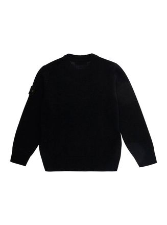 Stone Island Boys Crew Neck Sweater Black Wool Tops Top