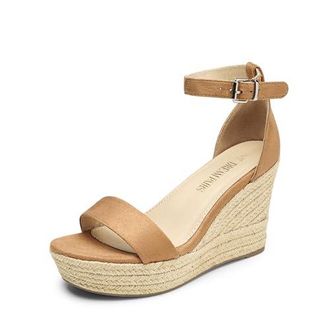 Dream Pairs Espadrilles compens&eacute;es &agrave; bout ouvert pour femme, confortables et r&eacute;glables avec sangle de cheville de 9,1 cm, adapt&eacute;es pour les vacances, la marche, l