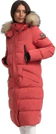 Marikoo B890 Parka dhiver chaude matelassée avec capuche pour femme, rot, L