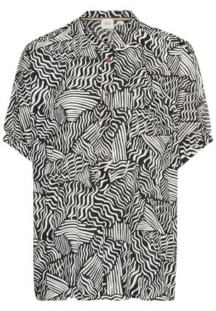 Camel Active Damen Schlupfbluse mit Allover Print Schwarz, Womenswear-XXL