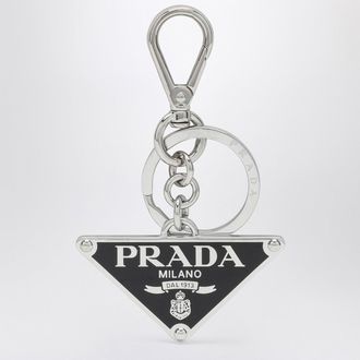 Prada Schwarzer Schl&uuml;sselanh&auml;nger aus Metall mit Dreieckslogo