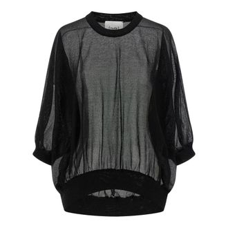 Nude Nude, Femme, Blouses et Chemises, Noir, Taille: 36 FR Pull en coton semi-transparent