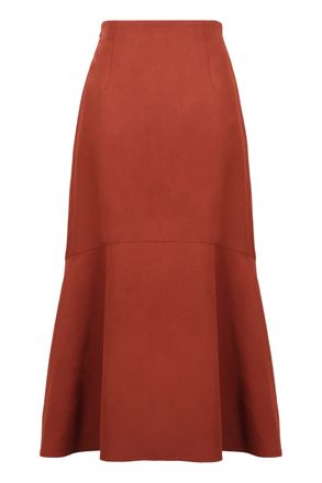 Agnona Womens Red A-Line Midi Skirt Silk