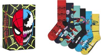 Happy Socks Marvel Spider Man Collaboration Multi-Color Gift Box Sets Featuring Vicious Venom (DE/NL/SE/PL, Numerisch, 41, 46, Regular, Regular, MARVEL 6-Pack Spi
