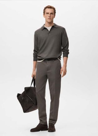 Mango Pantalon flanelle regular-fit marron moyen - Homme - 38 - MANGO MAN