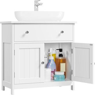 Yaheetech Yaheetech - Meuble sous vasque en MDF gris fonc&eacute; - 1 tiroir et 2 portes - Dimensions 60 &times; 30 &times; 60 cm - Anti-humidit&eacute; pour salle de bain