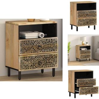 vidaXL Nachttisch 50x33x60 cm Massivholz Mango - Nachtisch - Nachttisch Mango - Wohnzimmerdeko - Holznachtisch - Vintage Stil