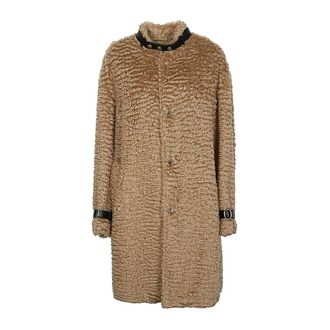 Jil Sander Femme, Manteaux, Beige, Taille: 34 FR Manteau &agrave; col en peau lain&eacute;e