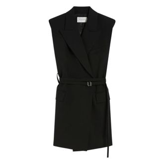 Sportmax Femme, Vestes, Noir, Taille: 38 FR Blazer en Laine Noire avec Boucle en M&eacute;tal