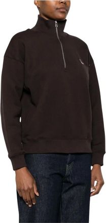 Maison Kitsun&eacute; Homme, Sweatshirts et sweats &agrave; capuche, Brun, Taille: M SweaT-shirt Demi-Zip B&eacute;b&eacute; Renard