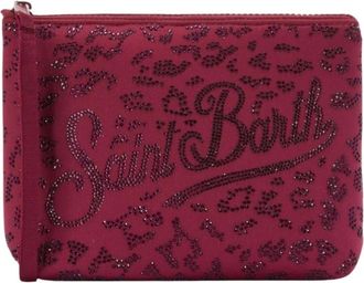 MC2 Saint Barth Femme, Sacs, Violet, Taille: ONE Size Aline Strass Leopard 20 Clutch Bag