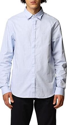 A|X Armani Exchange T-Shirt Oxford boutonn&eacute; pour Homme Coupe ajust&eacute;e, Light Blue Oxford/7b, XL