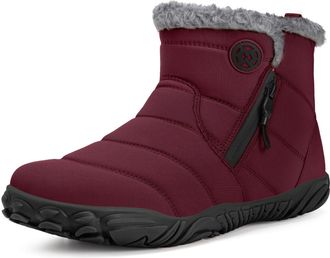 Eagsouni Barfußschuhe Herren Damen Gefüttert Winterschuhe Warm Winterstiefel Winter Boots, Wein Rot, 37 EU
