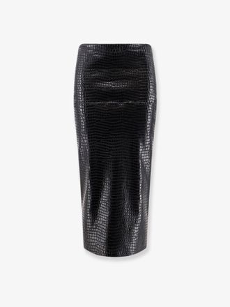 Nude Faux leather skirt with embossed croco print - NUDE - gender_Woman