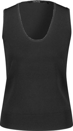 Taifun Damen Stricktop mit Perlenkante am Ausschnitt &auml;rmellos unifarben Schwarz 42
