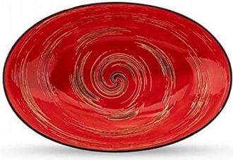 Wilmax England Wilmax WL-669240/A Porzellan Ovale Schale, Rot, 25cm Länge, 16.5cm Breite, 6cm Höhe