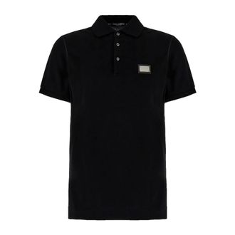 Dolce & Gabbana Polo-Shirt mit Markenetikett - - Tops - Herren - Schwarzk - S