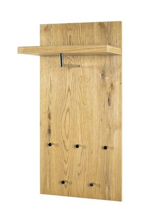 Haku M&ouml;bel Wandgarderobe chrom, eiche, MDF, Metall, Wabenplatte Echtholzfurnier - Ma&szlig;e: B 49 cm x H 100 cm x T 31 cm, Style: Modern