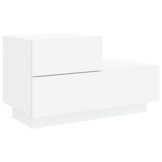vidaXL Table de chevet avec lumi&egrave;res led blanc 70x36x40,5 cm Vidaxl