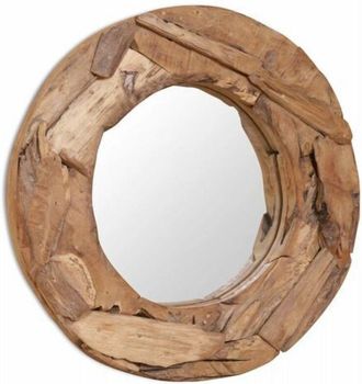 vidaXL Dekorativer Spiegel Teak 60 cm Rund vidaXL