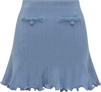 Self Portrait Femme, Jupes, Bleu, Taille: 42 FR Pearl Trim Knit Mini Skirt