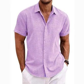 Generic Chemise extensible infroissable et infroissable, violet, XXL