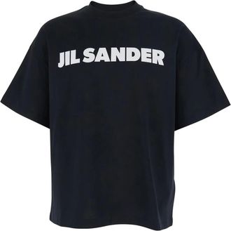 Jil Sander Homme, Tops, Noir, Taille: XL Logo T-Shirt