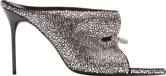 Balmain Femme, Chaussures, Gris, Taille: 40 EU Mules en daim et strass avec piercing frontal