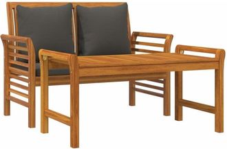 vidaXL 2-tlg. Garten-Lounge-Set mit Dunkelgrauen Kissen Massivholz Vidaxl