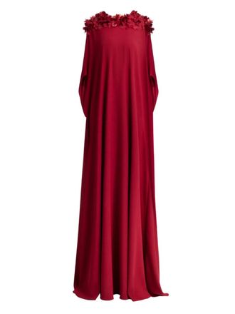 Gemy Maalouf robe-caftan &agrave; fleurs - Rouge