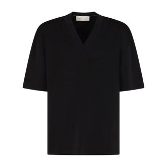 Ami Homme, Tops, Noir, Taille: L Pull Col V &agrave; Manches Courtes