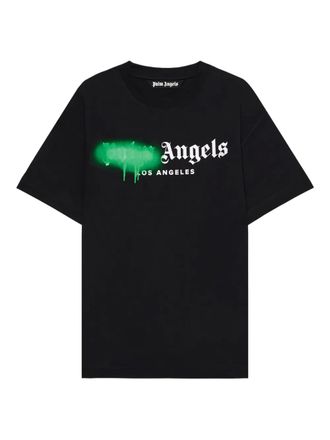 Palm Angels Spray City Los Angeles T-Shirt mit tropfendem Logo - Schwarz
