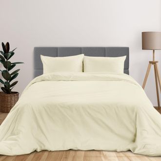 Pizuna Bettbezug 140x200 cm Baumwolle Neu Elfenbein, Atmungsaktiv 100% langstaplige Baumwolle in Perkalbindung Bettbezug Set mit verdecktem Knopfverschluss u