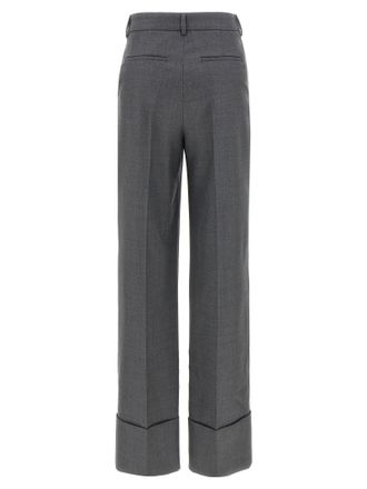 Valentino Garavani Virgin Wool Wide-Leg Trousers - Grey