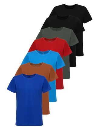 Tazzio T-Shirt Herren 7er-Pack Rundhals Shirt Rundhalsausschnitt Basic E106 (Mix TZJ-3, XL)
