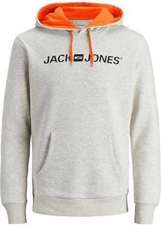 Jack & Jones Sweat à Capuche pour Homme avec Logo, White Melange (Shocking Orange/Reg Fit), XXXL (EU)