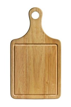 Premier Housewares Schneidebrett, Kautschukholz, mit Griff und Saftrille, 36 x 20 x 1,5 cm
